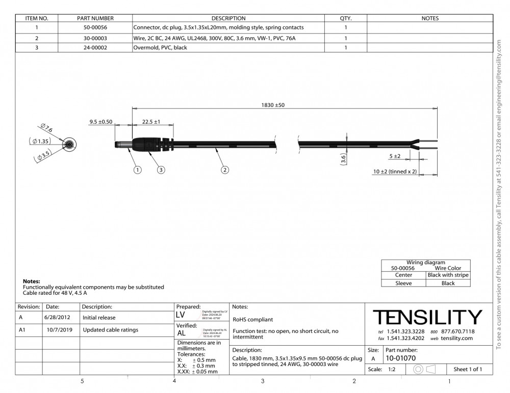 Tensility International 10-01070 assembly drawing