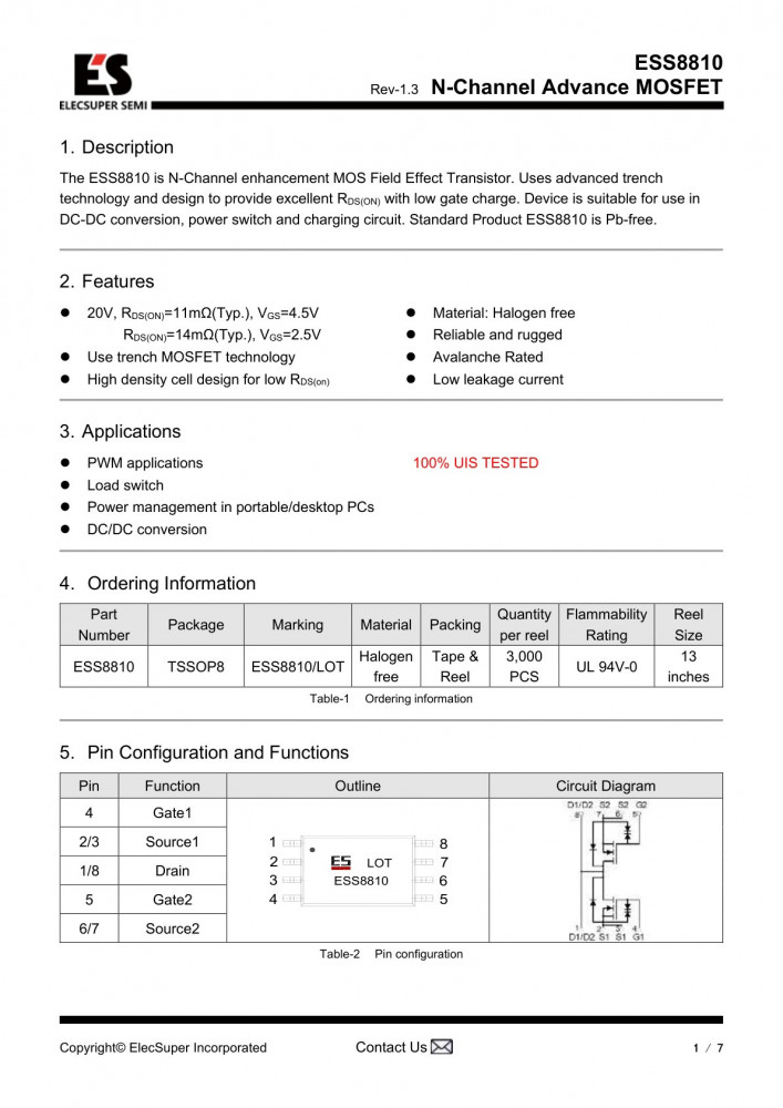 ESS8810 datasheet page 1