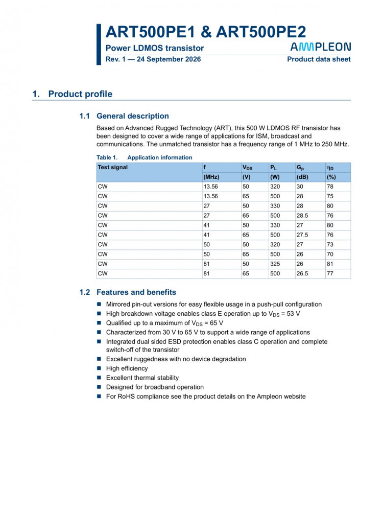 ART500PE1 technical document page 1