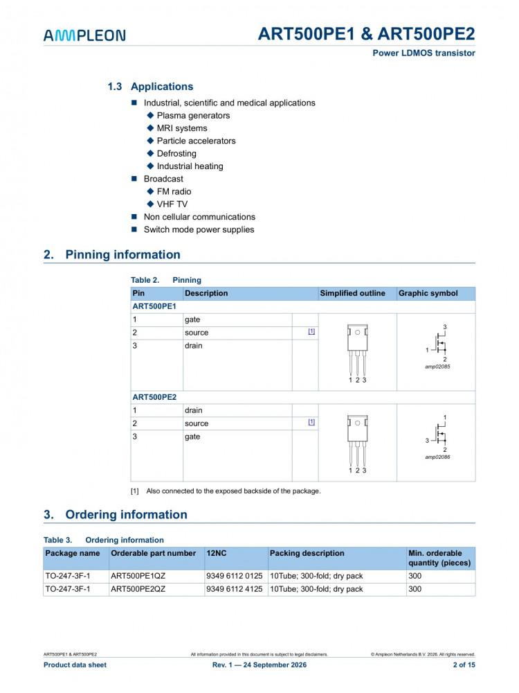 ART500PE1 technical document page 2