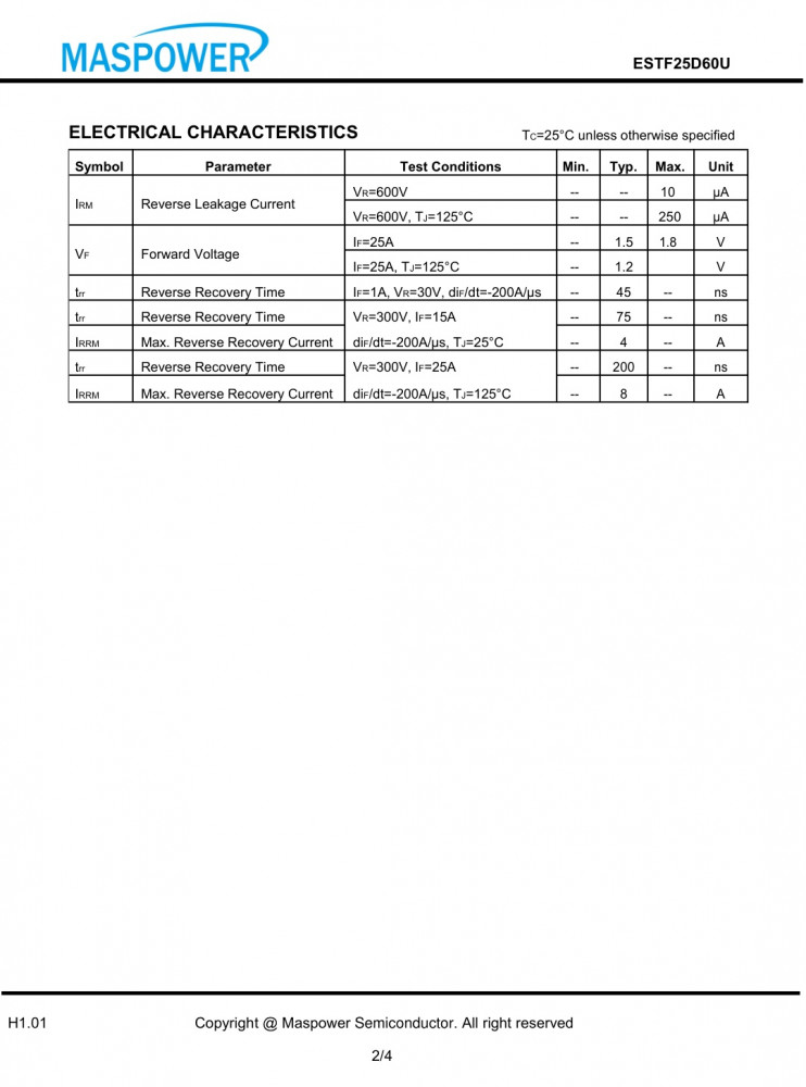 ESTF25D60U datasheet page 2