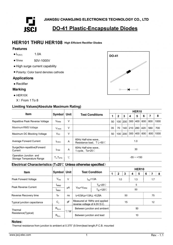 JSCJ HER107 datasheet page 1