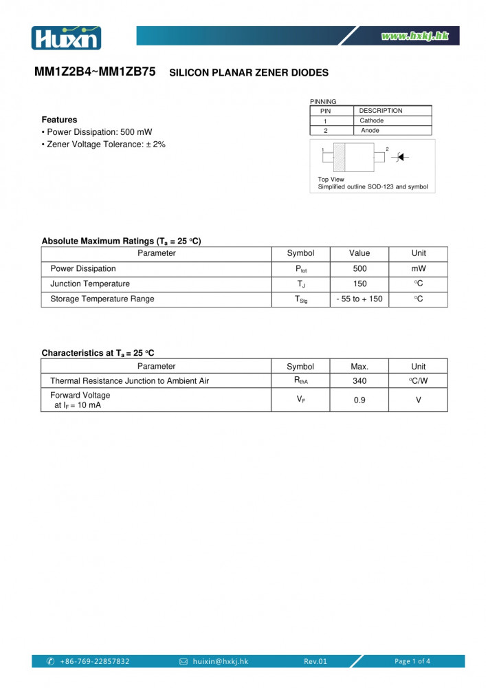 MM1ZB47 datasheet page 1