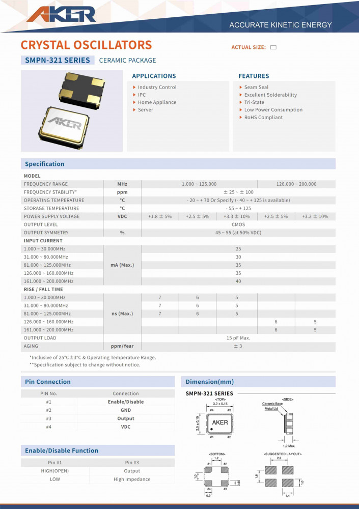 AKER SMPN-321 SERIES technical datasheet image