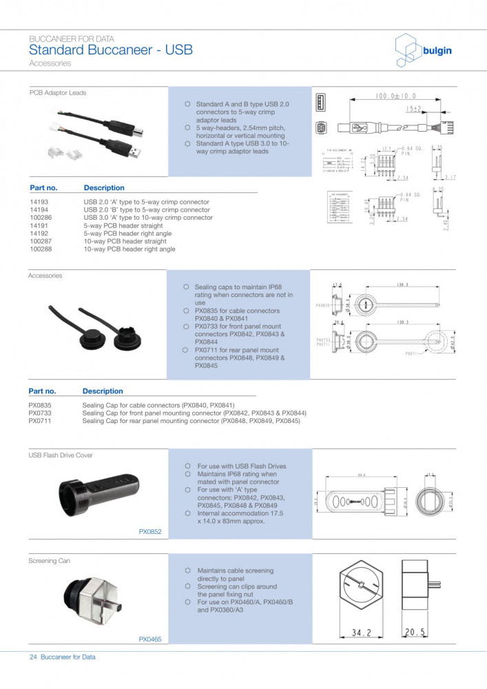 Bulgin USB connector catalogue page 6
