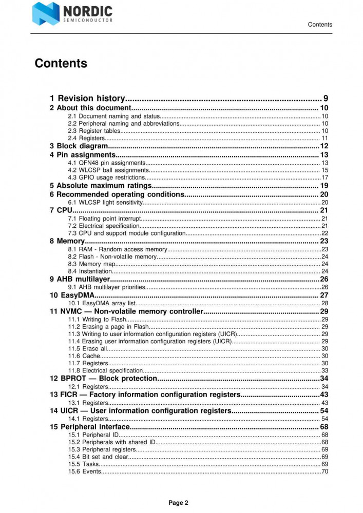 NRF52832 product specification page 2