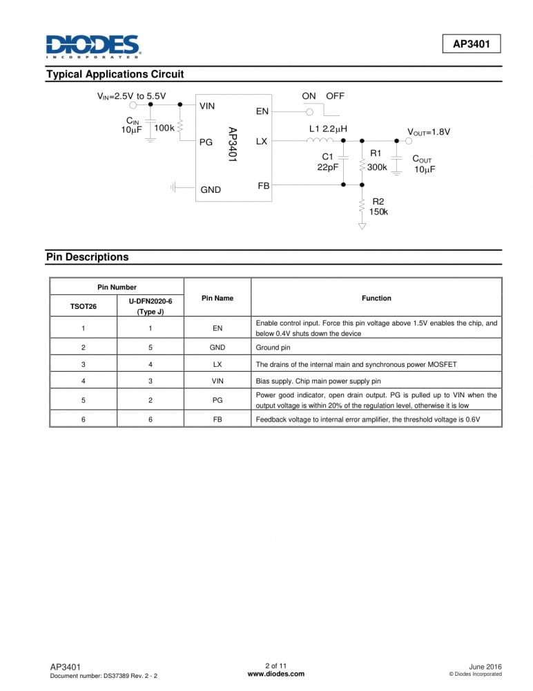 AP3401DNTR-G1 datasheet page 2