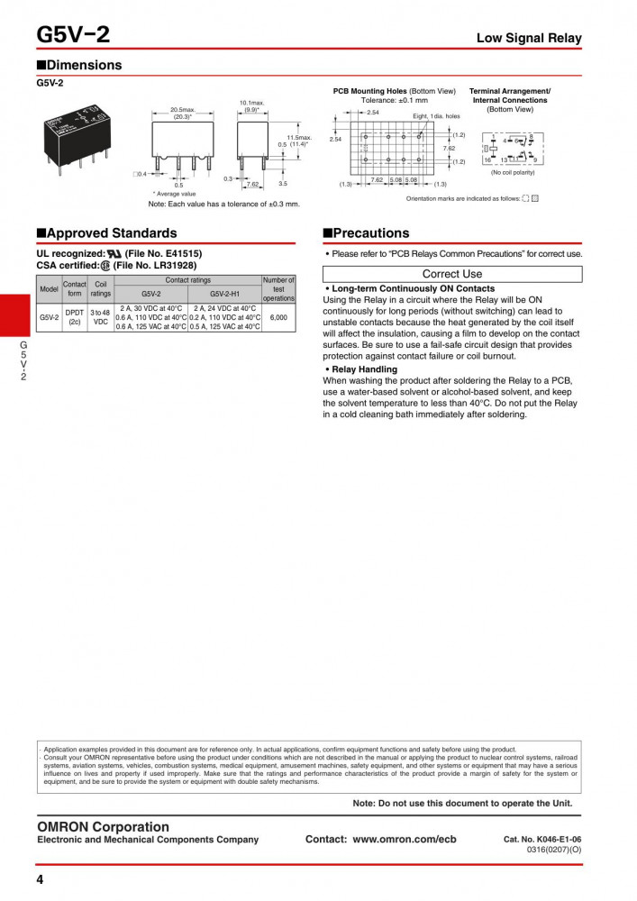 OMRON G5V-2 technical document page 4