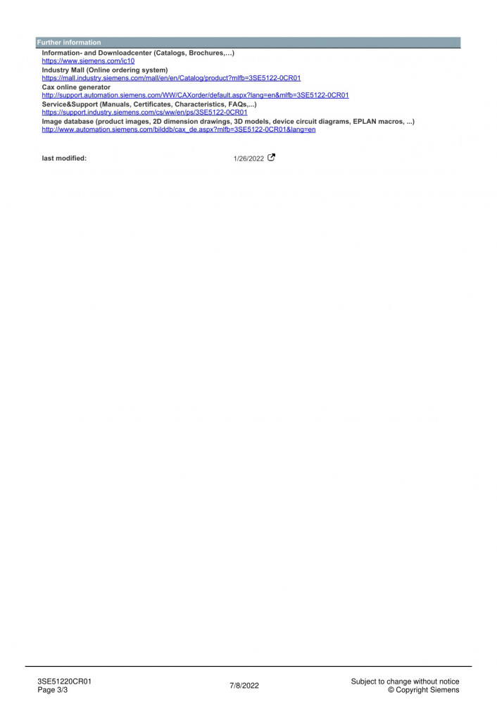 SIEMENS 3SE51220CR01 technical document page 3