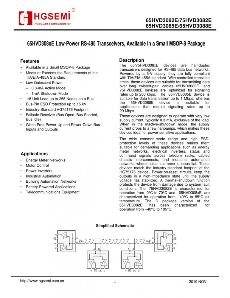 SN65HVD3088EIM/TR datasheet page 1