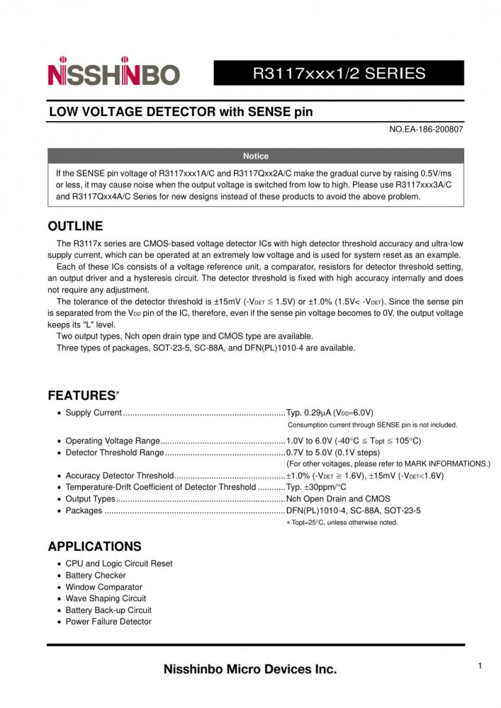 R3117 datasheet page 1