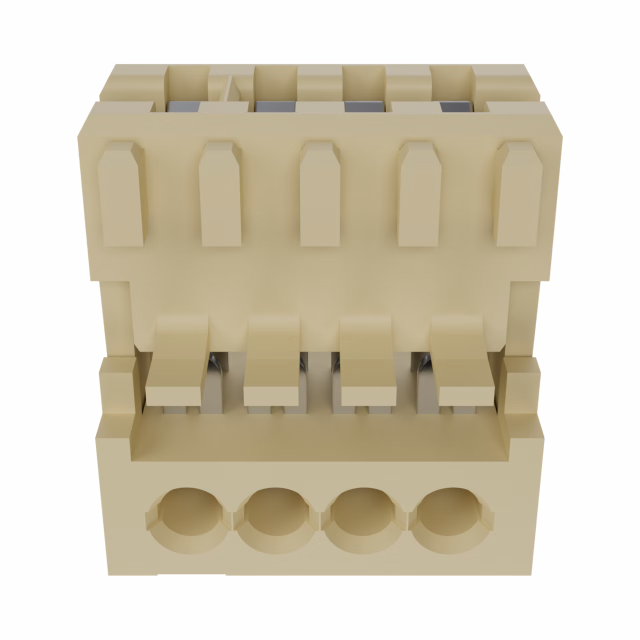 Appli-Mate RAST 2.5 IDT Connector, 2.50mm Pitch, Direct/Indirect, Female, Beaded Terminal, 4 Circuits, All Position Keys, Open Endwalls, Polarizing Rib Between 1/2 for sale