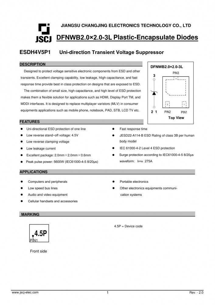 ESDH4V5P1 datasheet page 1