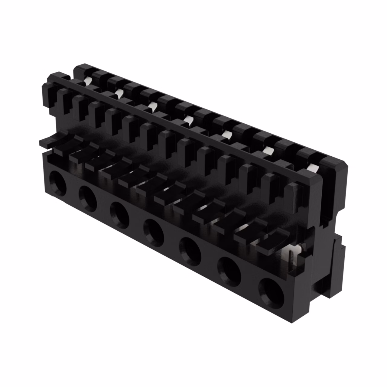 5.00mm R-Power RAST Female Connector, 10.0A, Tin Plated, 7 Circuits, UL94-V0, Fully Coded, Open End Walls, Black for sale