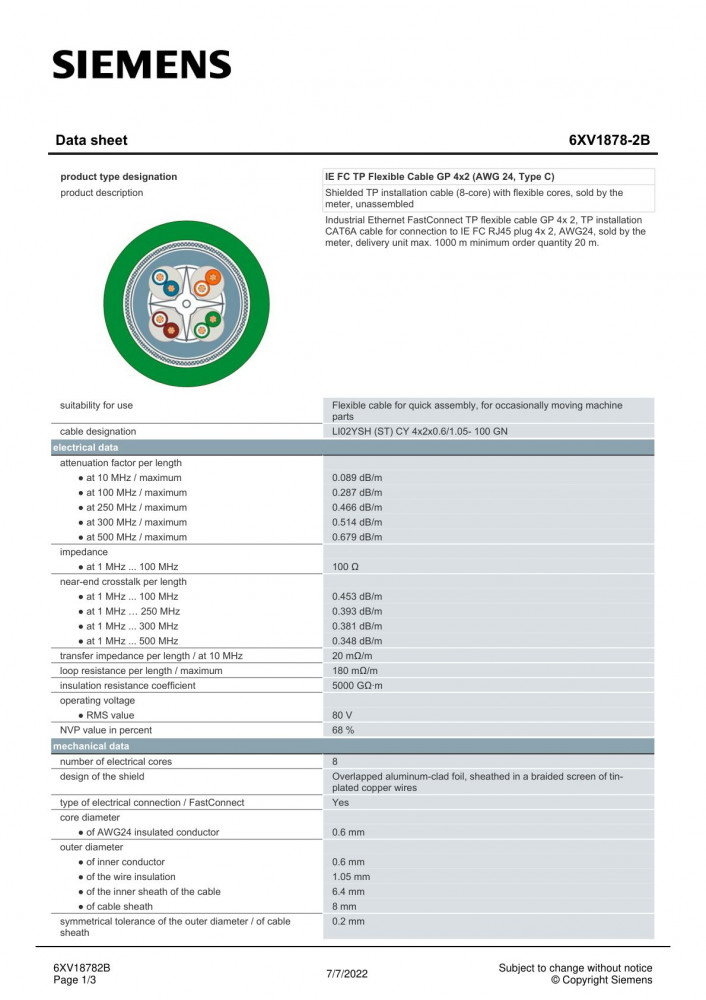 6XV18782B technical document page 1