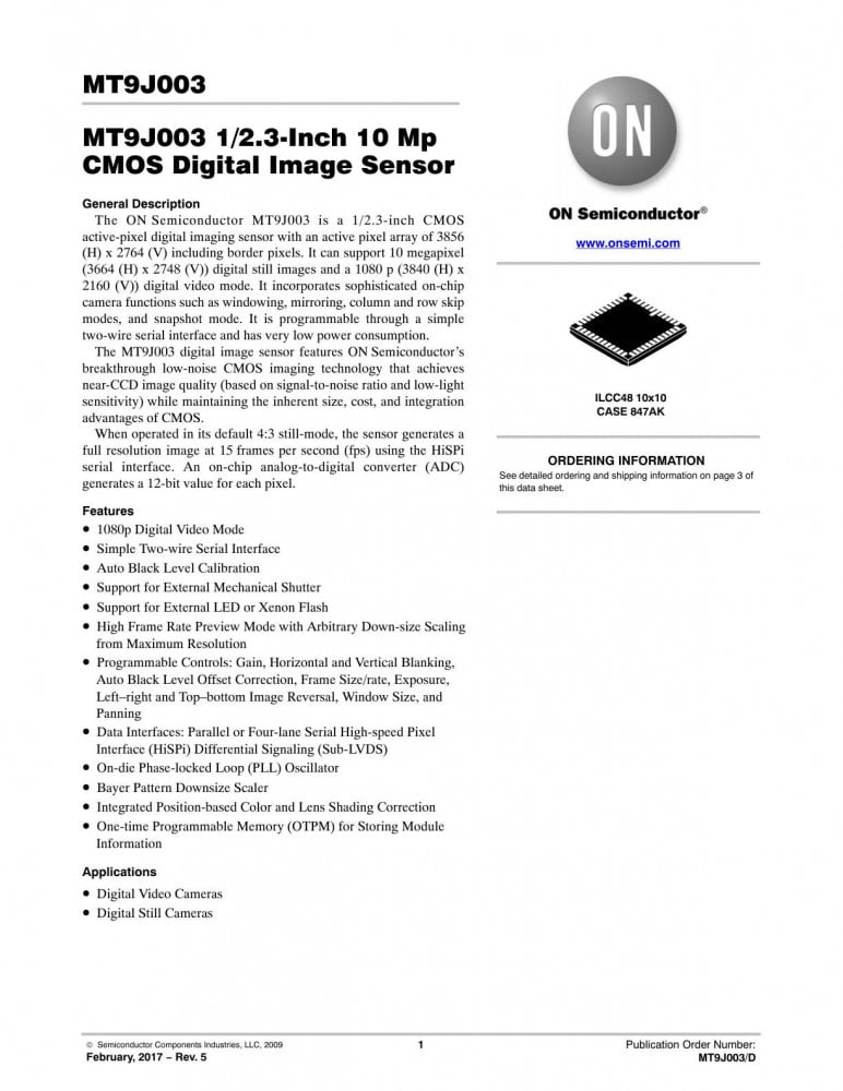 MT9J003 datasheet page 2