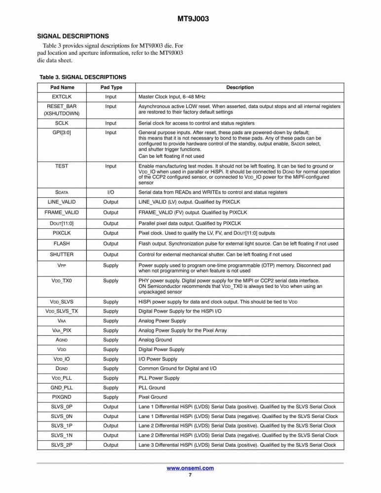 MT9J003 datasheet page 8