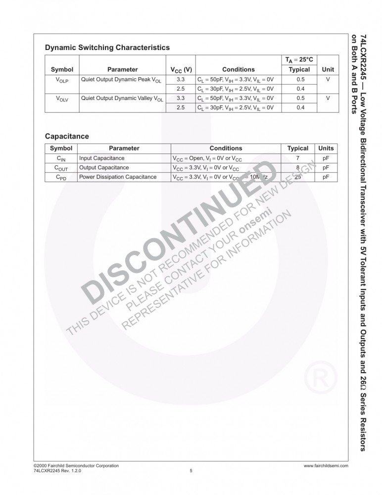 74LCXR2245 datasheet page 5