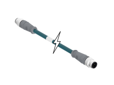 Micro-Change (M12) Double-Ended Cordset, 4 Poles, D-Coded, Male (Straight) to Male (Straight), 22 AWG, Shielded PUR Cable, 50.0m (164.04') Length