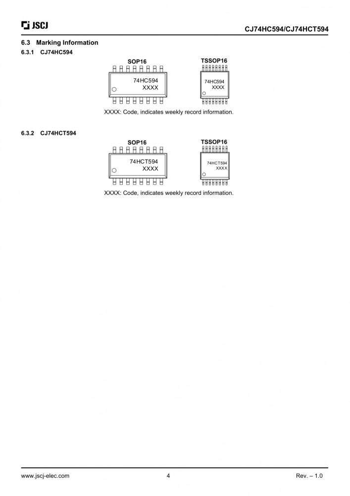 CJ74HC594AEN datasheet page 4