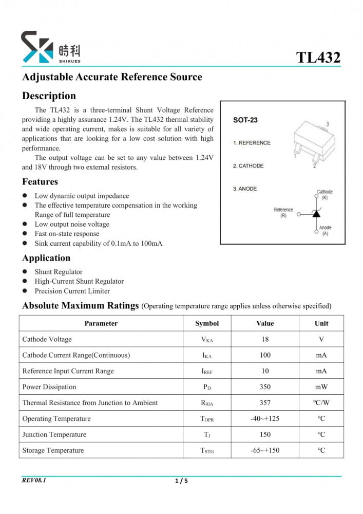 TL432 datasheet page 1