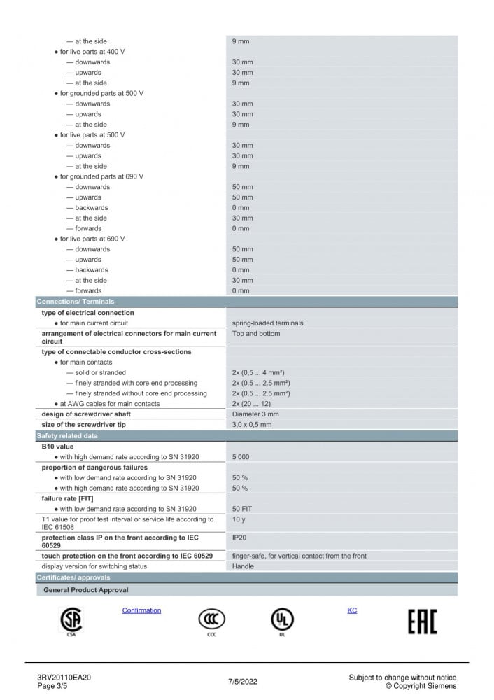 3RV20110EA20 technical document page 3