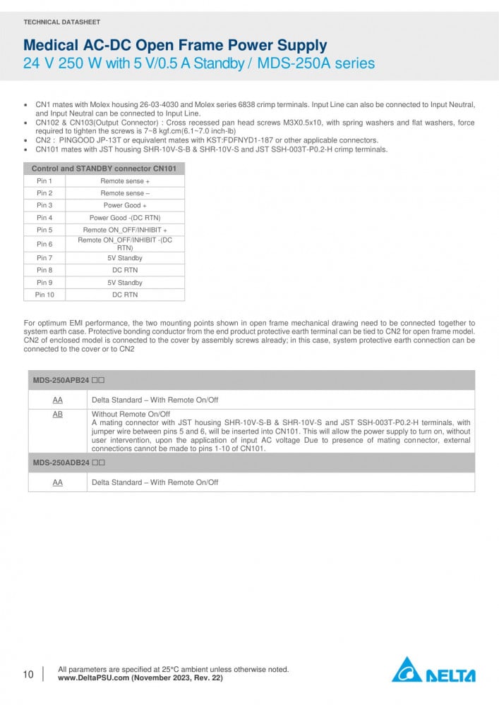 MDS-250A datasheet page 10