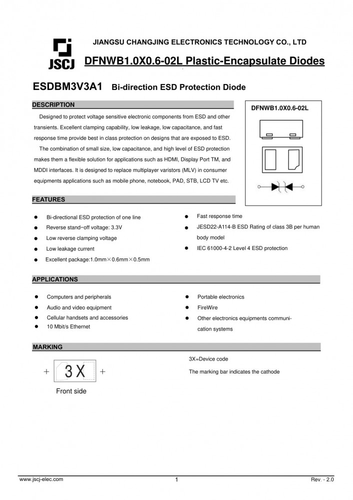 ESDBM3V3A1 datasheet page 1