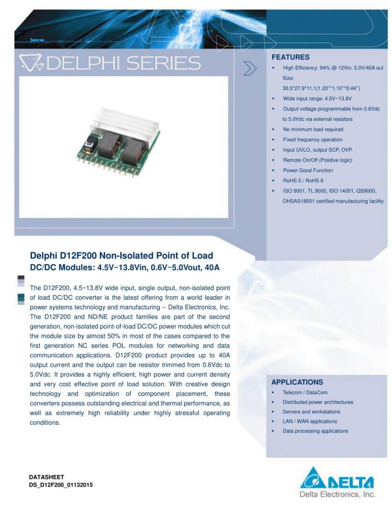 D12F200A datasheet page 1