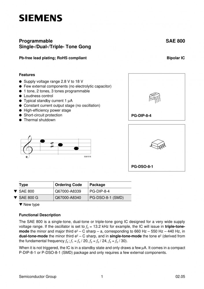 SAE800G datasheet page 1