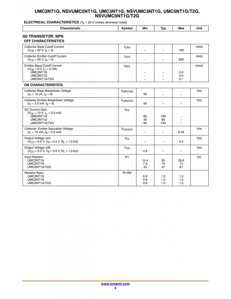 NSVUMC5NT1G datasheet page 3