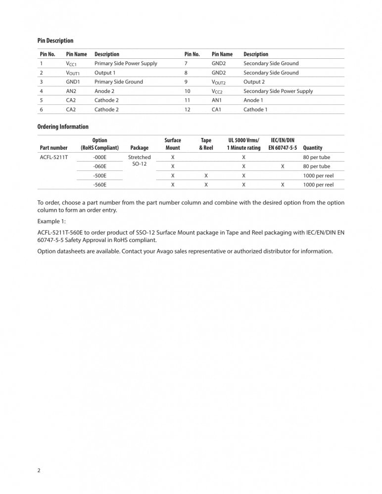 ACFL-5211T datasheet page 2