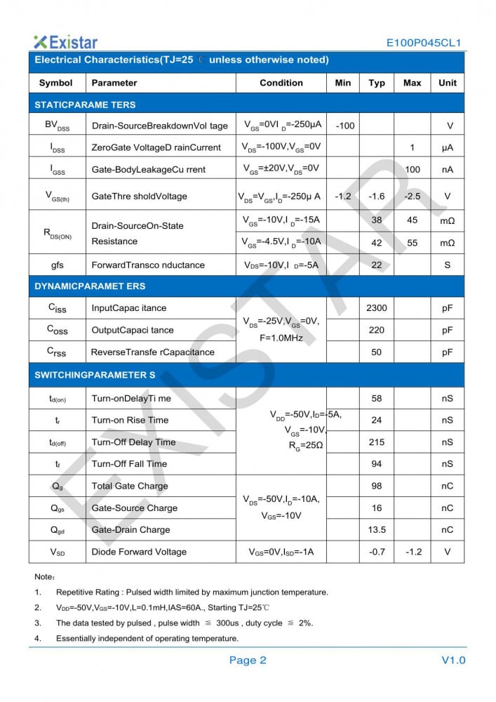 E100P045CL1 datasheet page 2