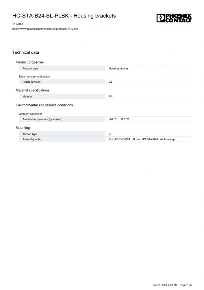 Phoenix Contact 1412885 technical document page 2