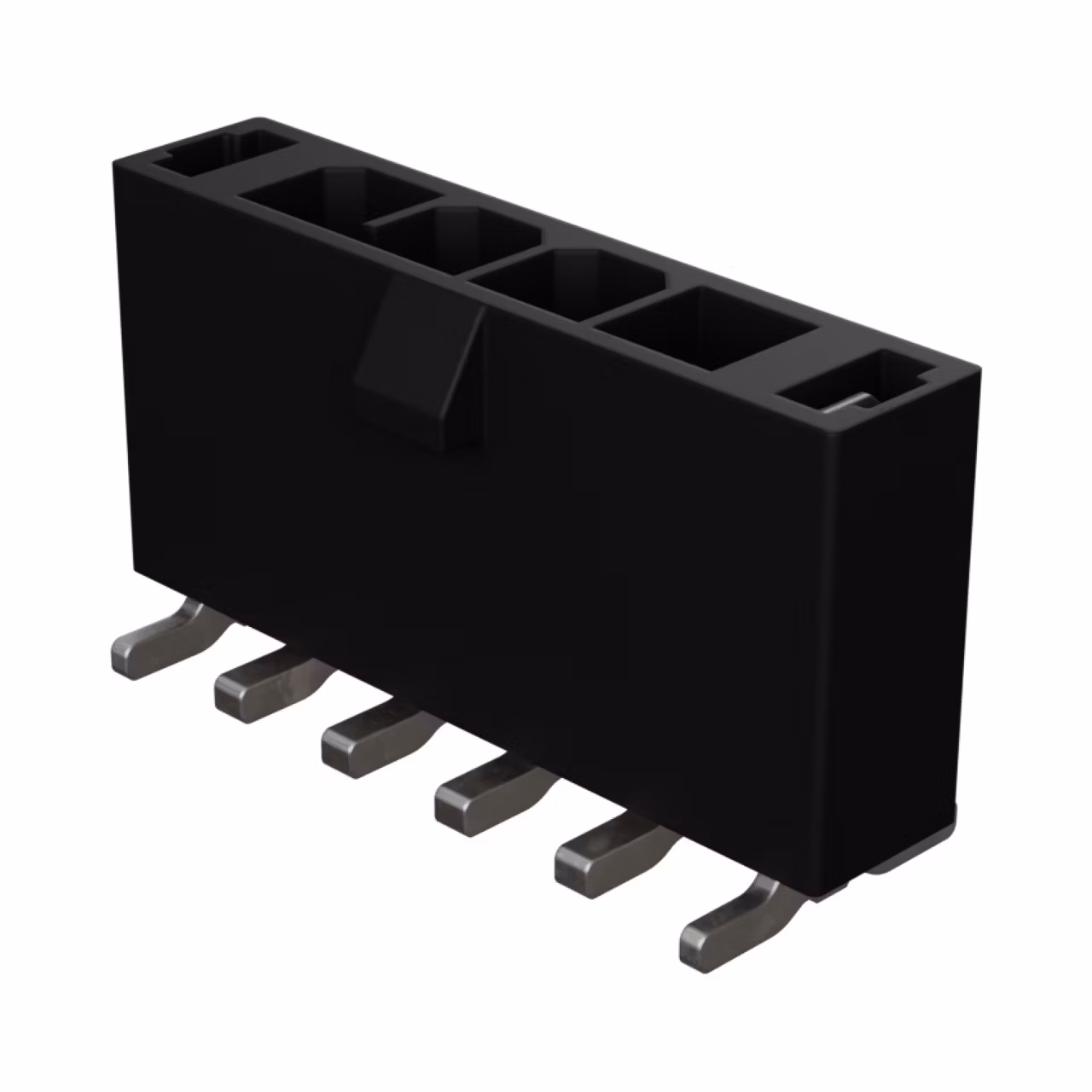 Mini-Fit Max Vertical Header, Single Row, Surface Mount, 4 Circuits, Matte Tin (Sn) Plating, Black, Glow-Wire Capable, with Pick-and-Place Tape, Tape and Reel for sale