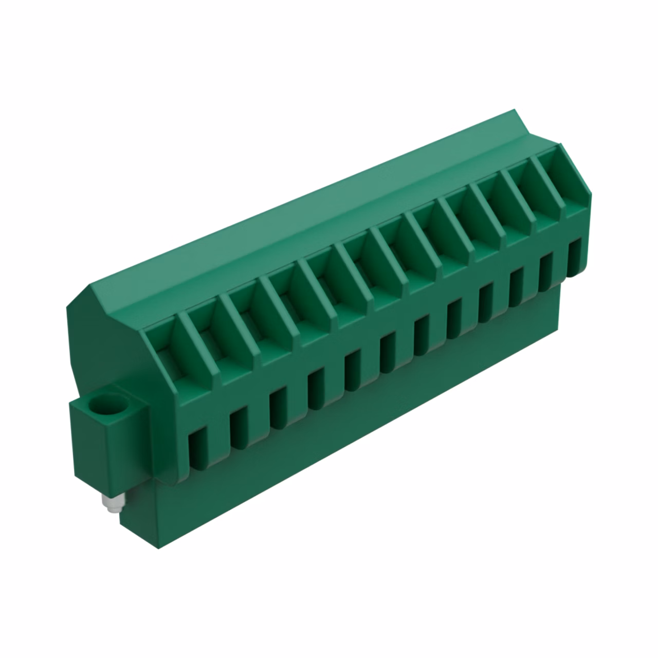 5.08mm Pitch Eurostyle 45° Wire Entry Plug, with Mounting Ends, 12 Circuits, Green for sale