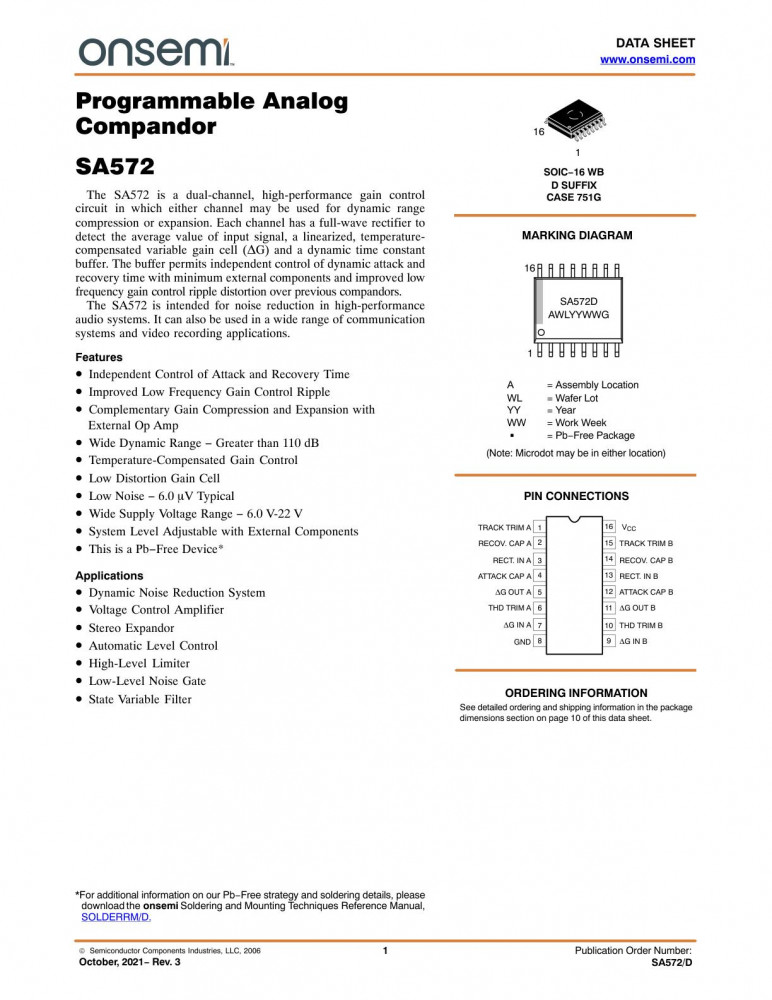 SA572 datasheet page 1