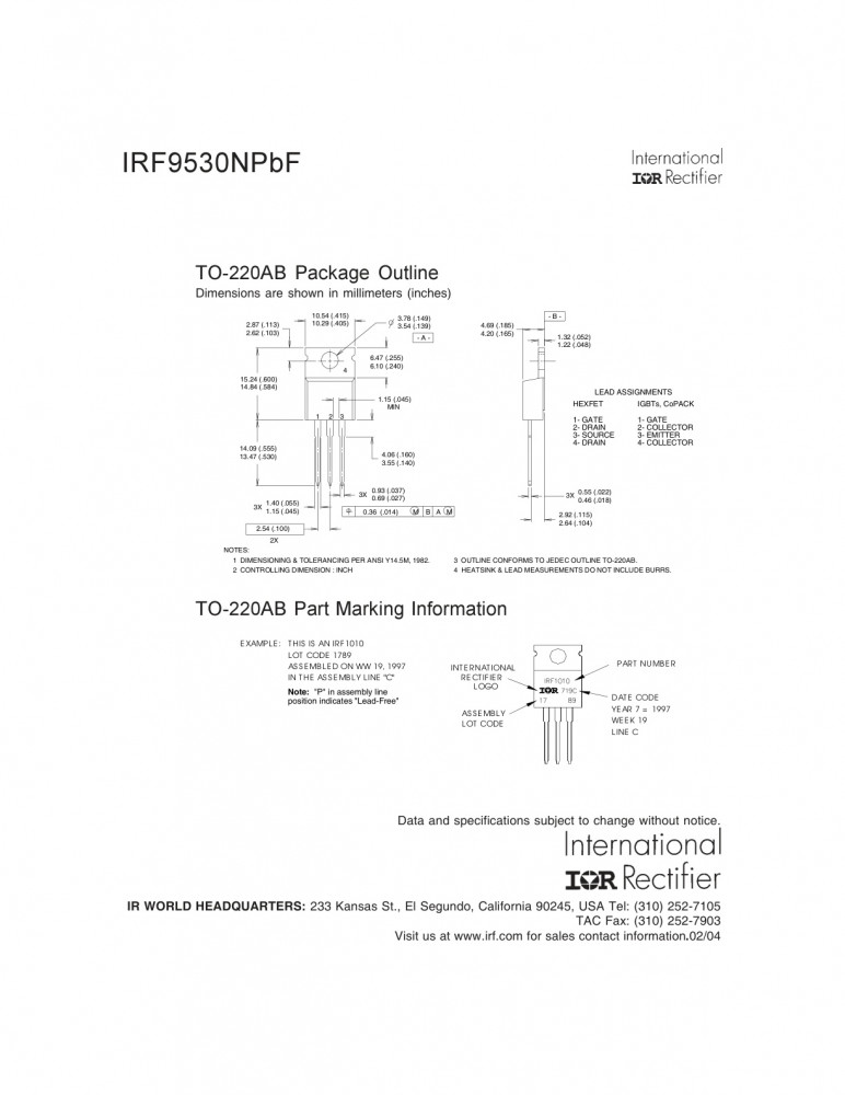 IRF9530NPBF datasheet page 8