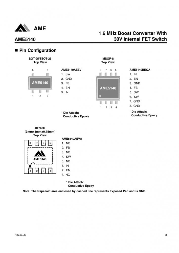 AME5140 datasheet page 3