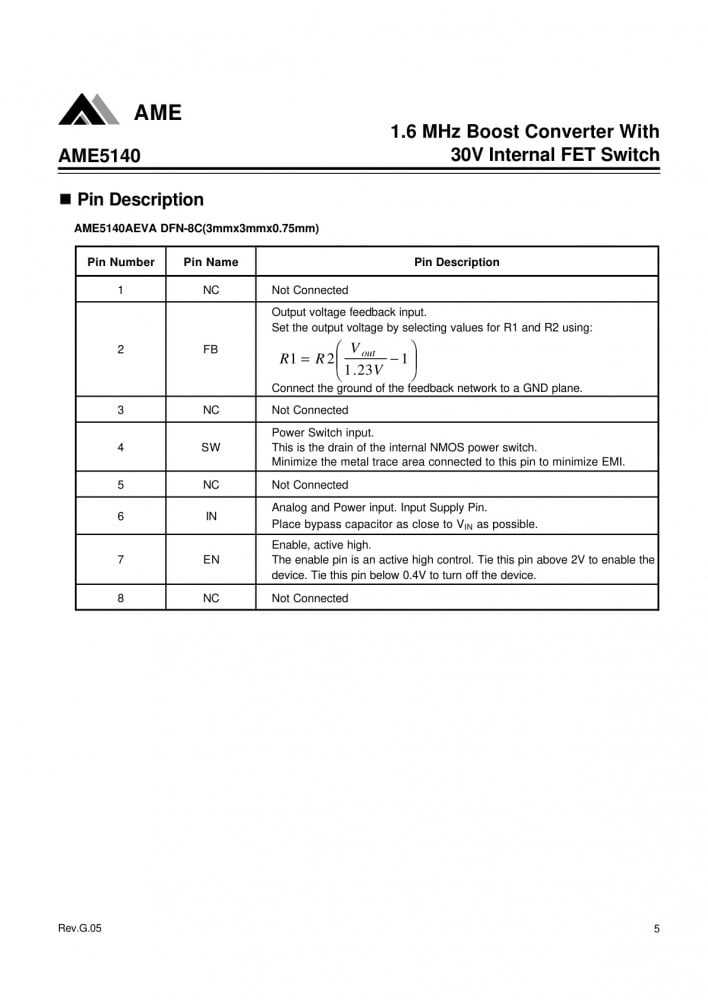 AME5140 datasheet page 5