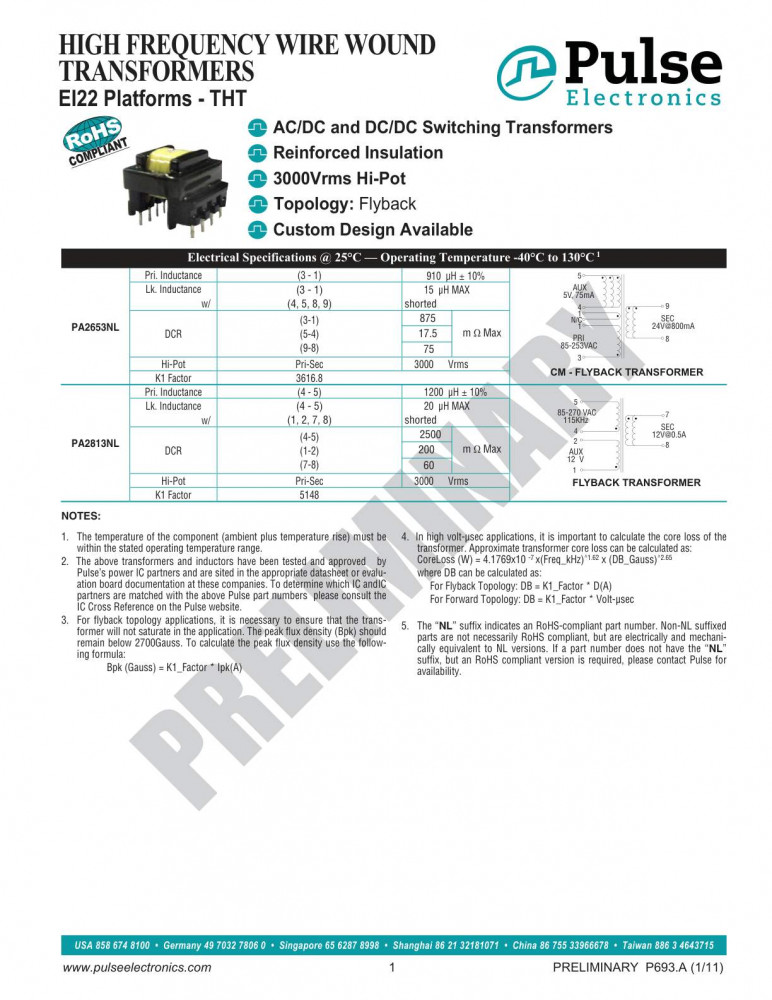 PA2653NL technical document page 1