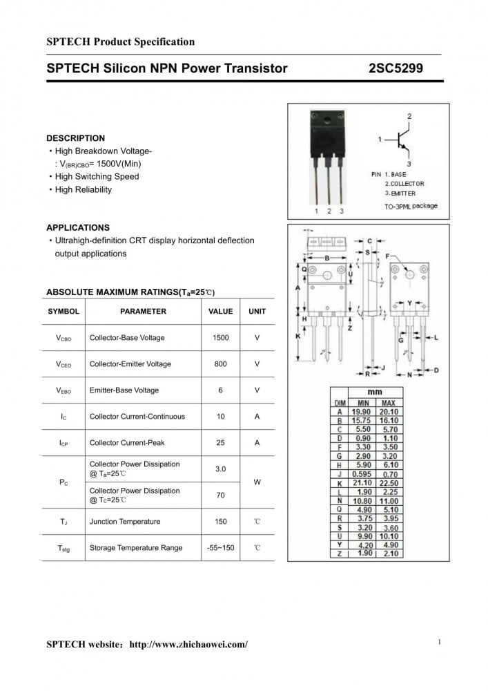 2SC5299 datasheet page 1