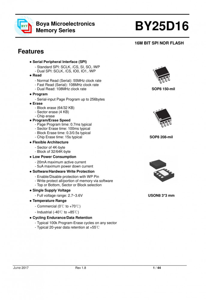 BY25D16 datasheet page 1