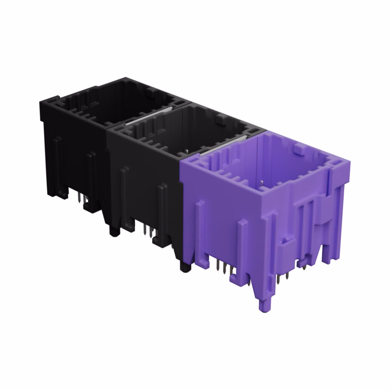 stAK50h 3 Bay Vertical Hybrid Header, 96 Circuits, Bay 1: 32 Circuits/Key 1/Black; Bay 2: 32 Circuits/Key 3/Dark Gray; Bay 3: 32 Circuits/Key 4/Purple; Tray for sale