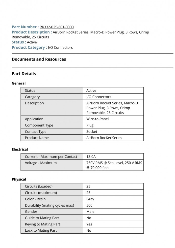 RK332-025-601-0000 technical document page 1