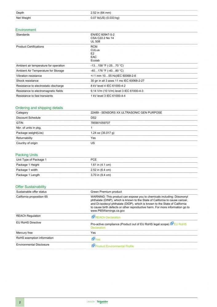 XXS18P1AM12 technical document page 2