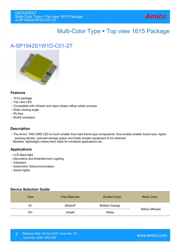 A-SP1942S1W1D-C01-2T datasheet page 2
