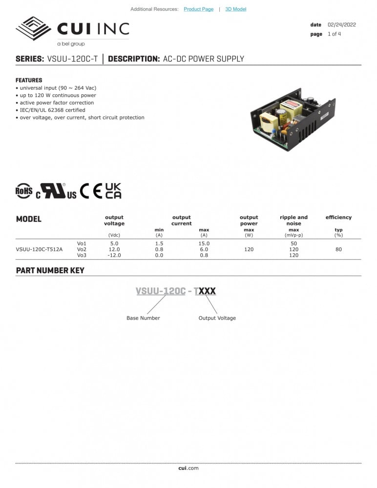 VSUU-120C-T512A datasheet page 1