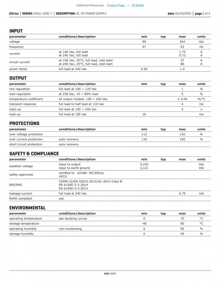 VSUU-120C-T512A datasheet page 2
