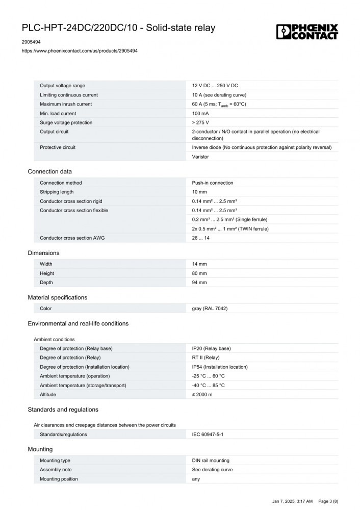 Phoenix Contact 2905494 technical document page 3